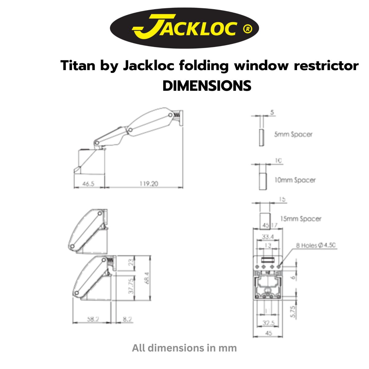 Titan by Jackloc Folding Window Restrictor Strong and Secure